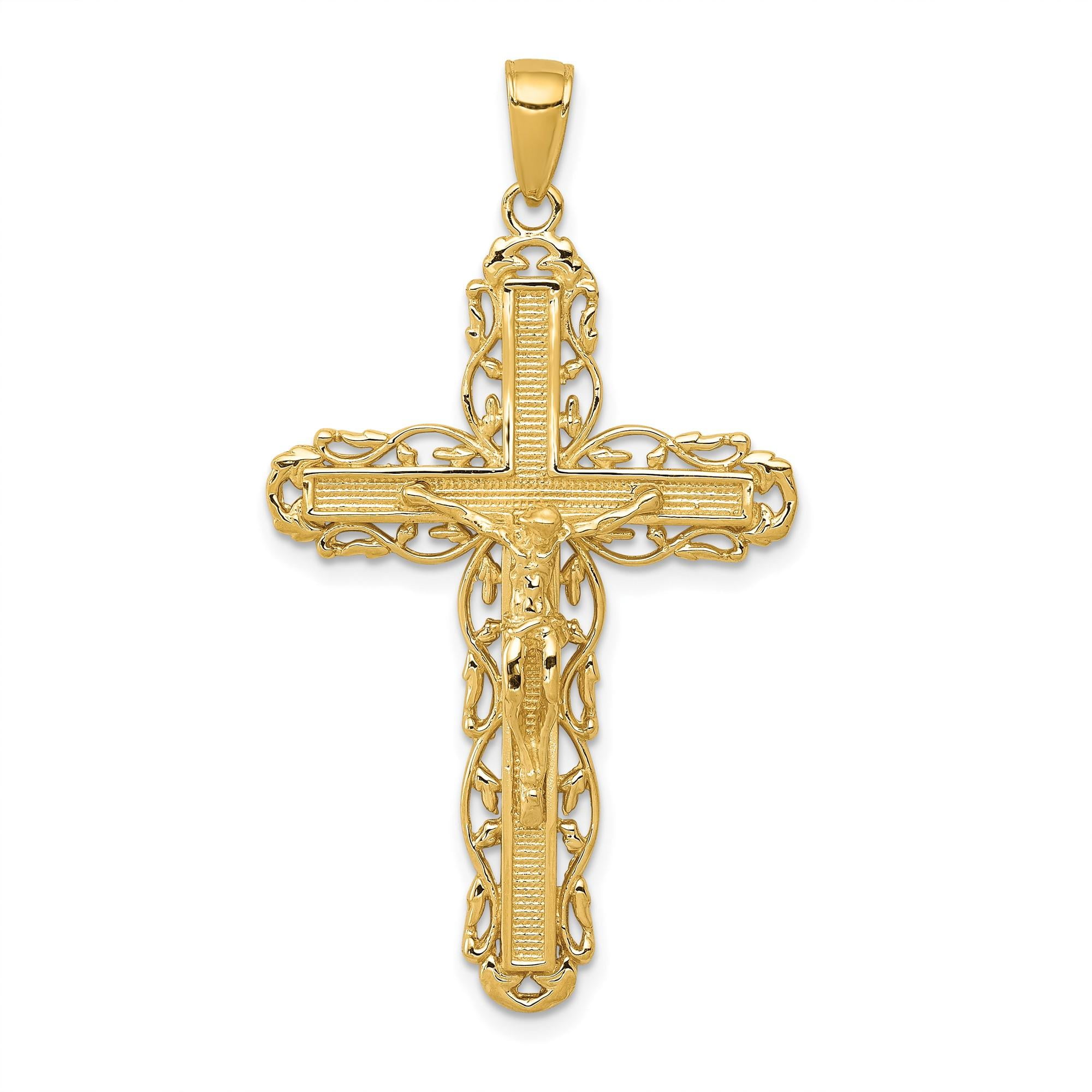 10k Real Gold Crucifix Cross Pendant for Men and Women with Jesus ...