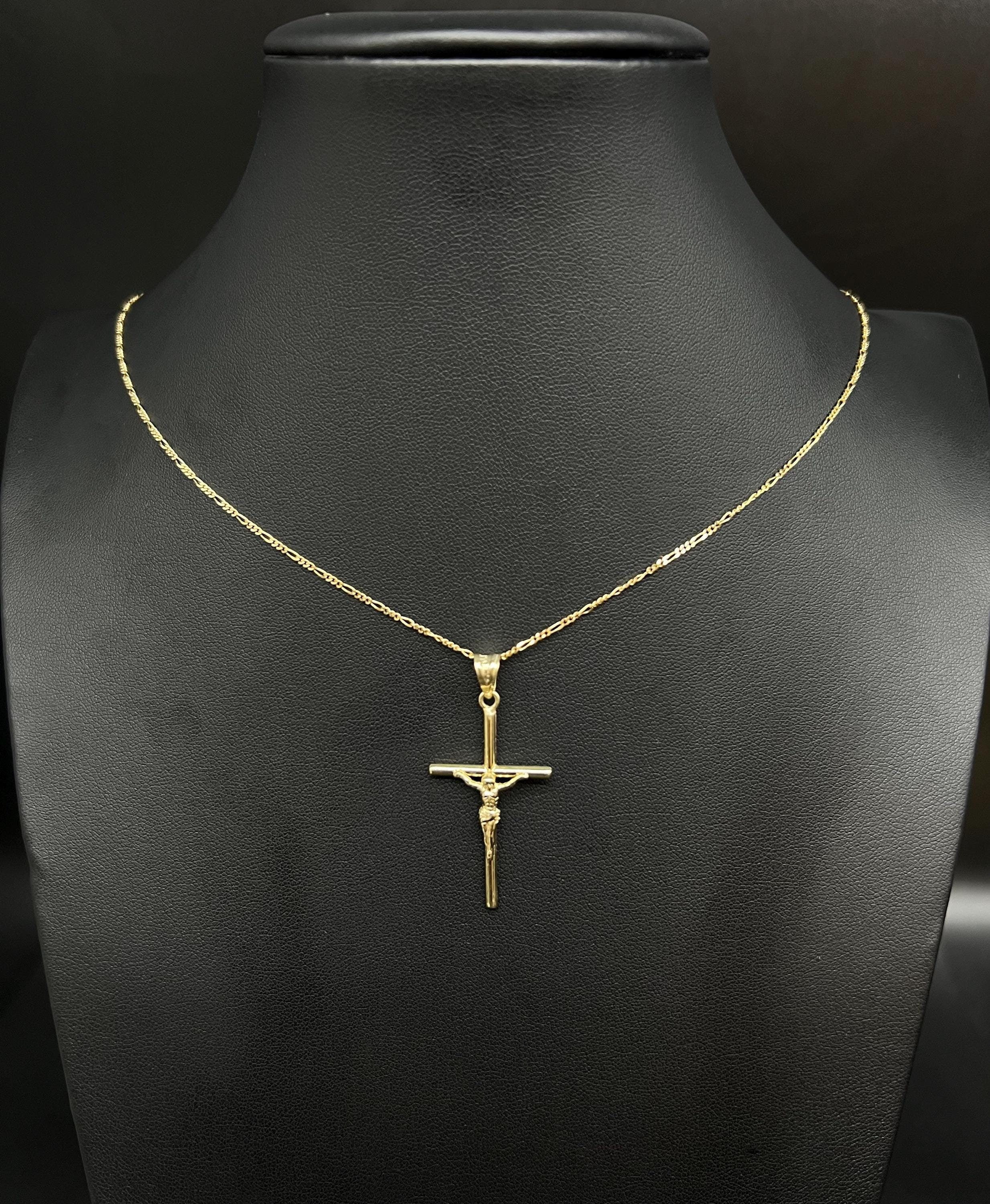 10k Real Gold Jesus Crucifix Pendants Necklace, 10k Real Gold Cross ...