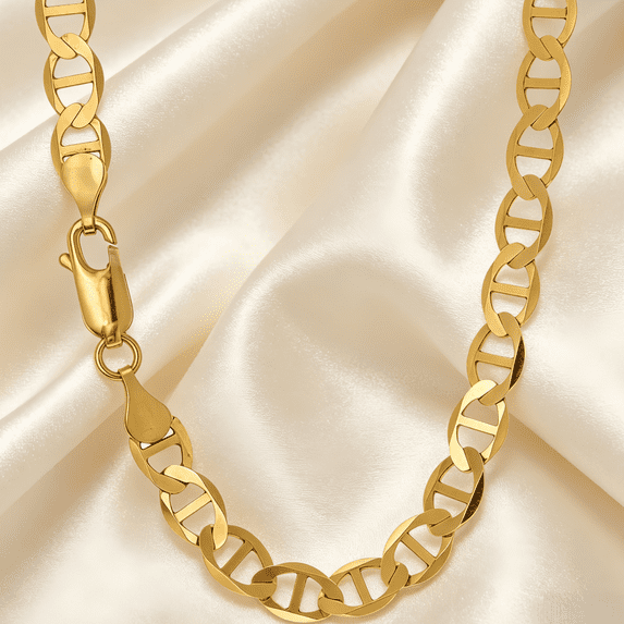 10k Real Solid Gold Chain, Real Solid Yellow Gold 9mm Mariner Link ...