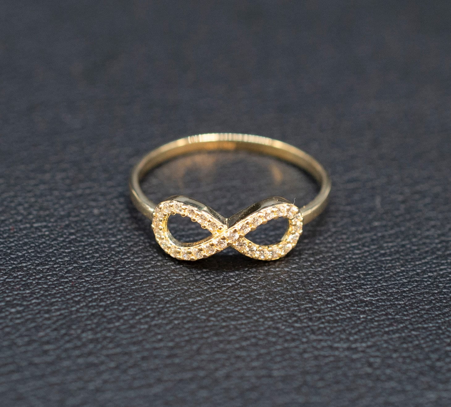 10k Real Solid Yellow Gold Infinity Ring, 10k Solid Gold Women Dainty Ring, Infinity Symbol ...
