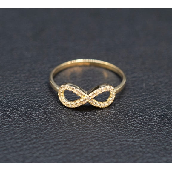 10k Real Solid Yellow Gold Infinity Ring, 10k Solid Gold Women Dainty ...