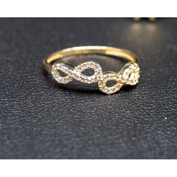 10k Real Solid Yellow Gold Infinity Ring, 10k Solid Gold Women Dainty ...