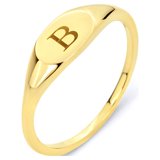 10k Real Solid Yellow Gold Initial Signet Stacking Ring, Personalized ...
