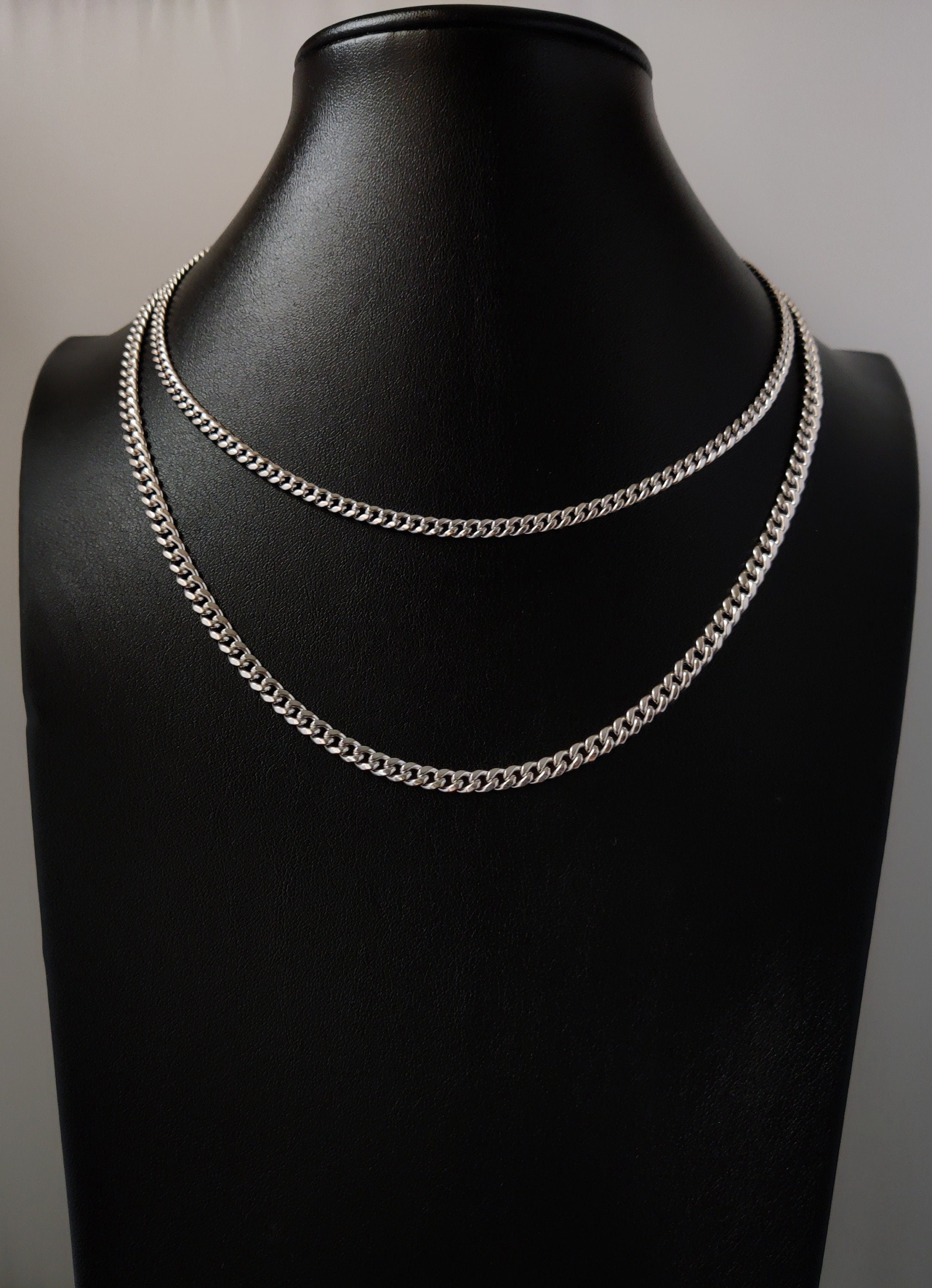 10k Real White Gold Miami Cuban Link Chain Necklace,3.8mm and 4.5mm 10K ...