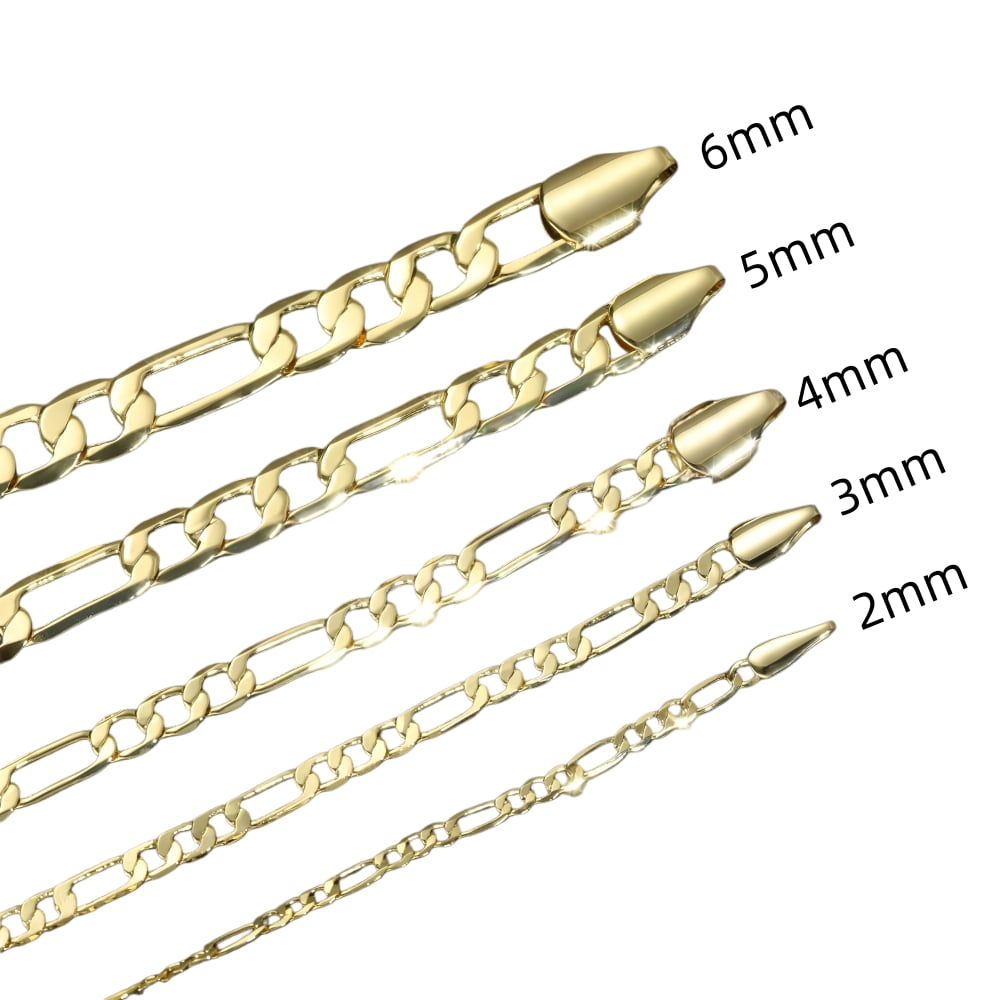 10k Real Yellow Gold Figaro Link 5mm Chain Necklace (20") Dainty ...