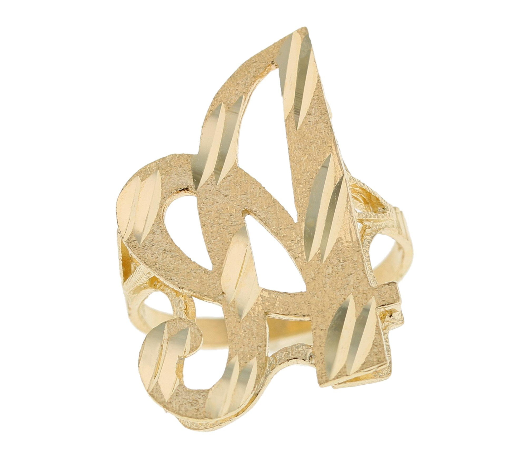 10k Real Yellow Gold Ladies Tendy Chic Diamond Cut Cursive Inital ...