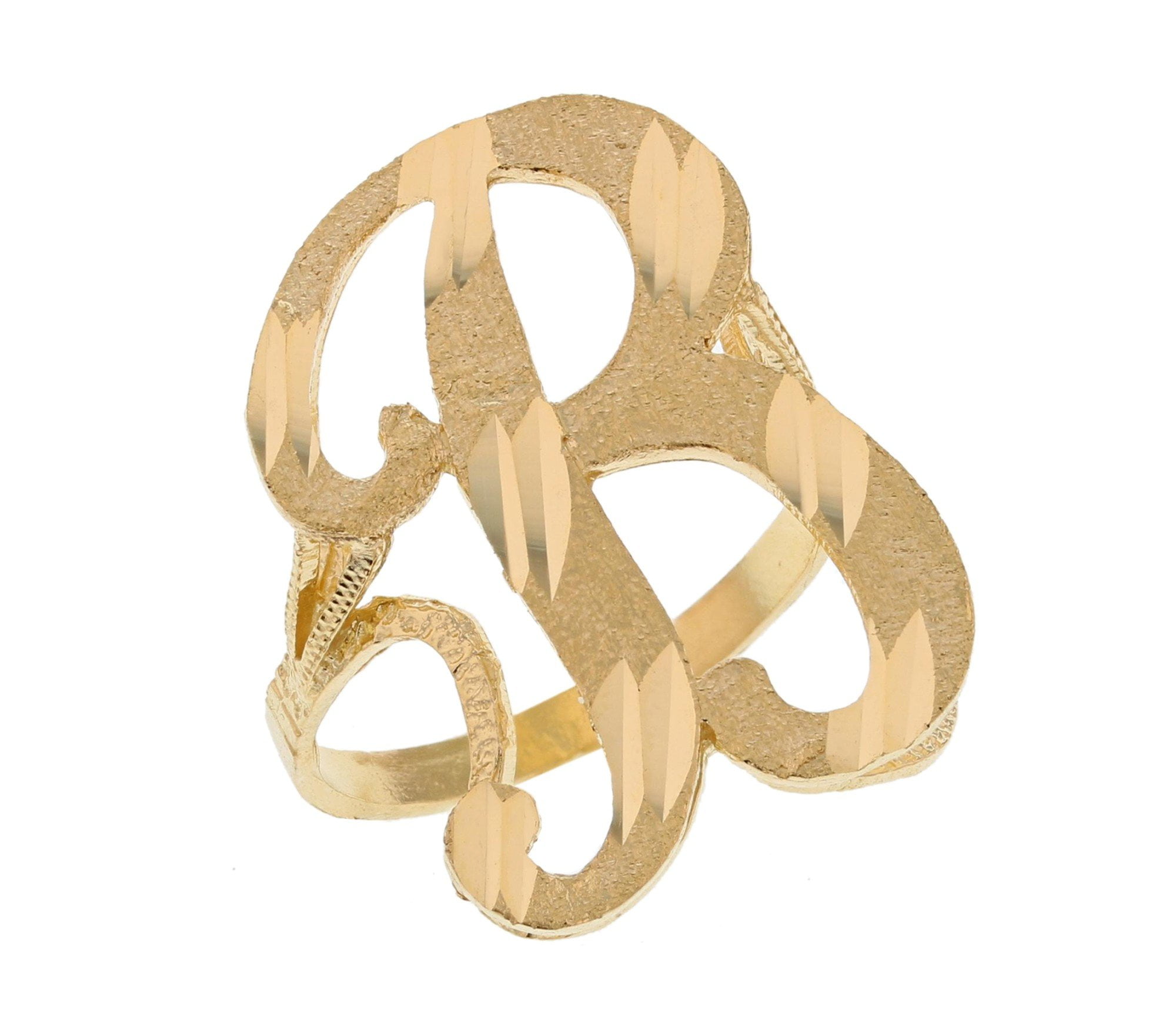 10k Real Yellow Gold Ladies Tendy Chic Diamond Cut Cursive Inital ...