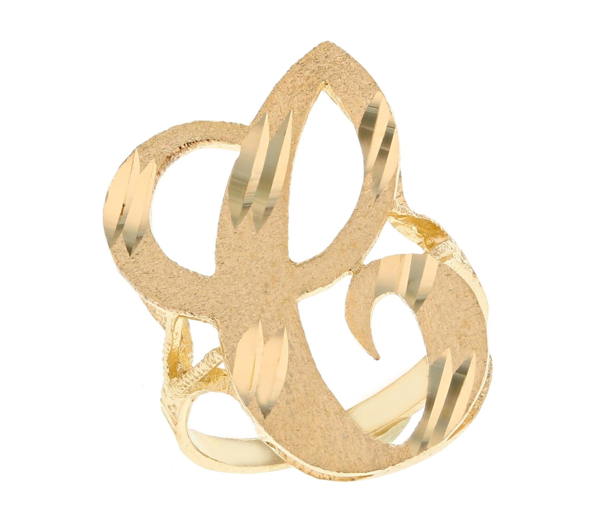 10k Real Yellow Gold Ladies Tendy Chic Diamond Cut Cursive Inital ...