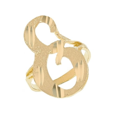 10k Real Yellow Gold Ladies Tendy Chic Diamond Cut Cursive Inital ...