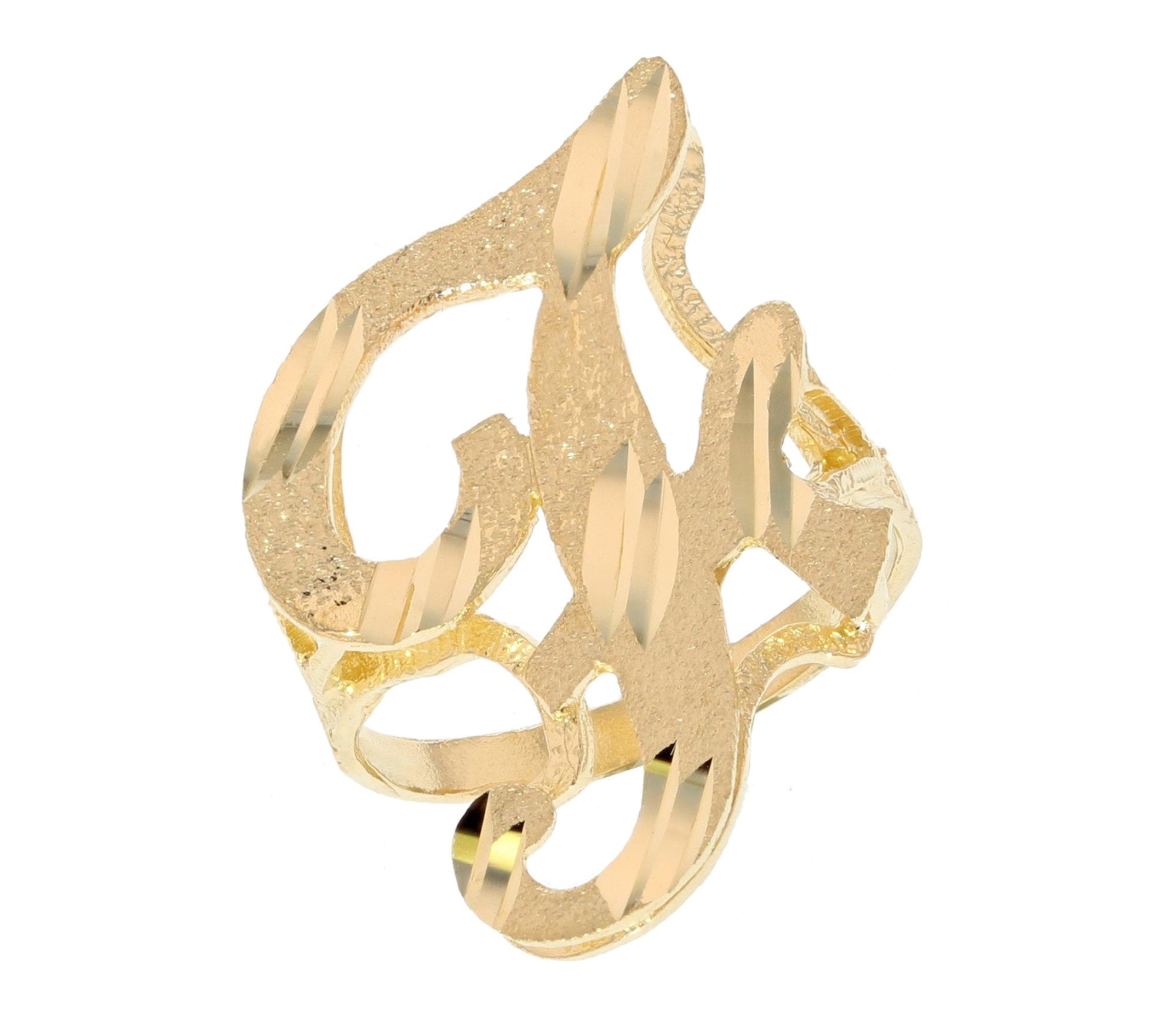 10k Real Yellow Gold Ladies Tendy Chic Diamond Cut Cursive Inital ...