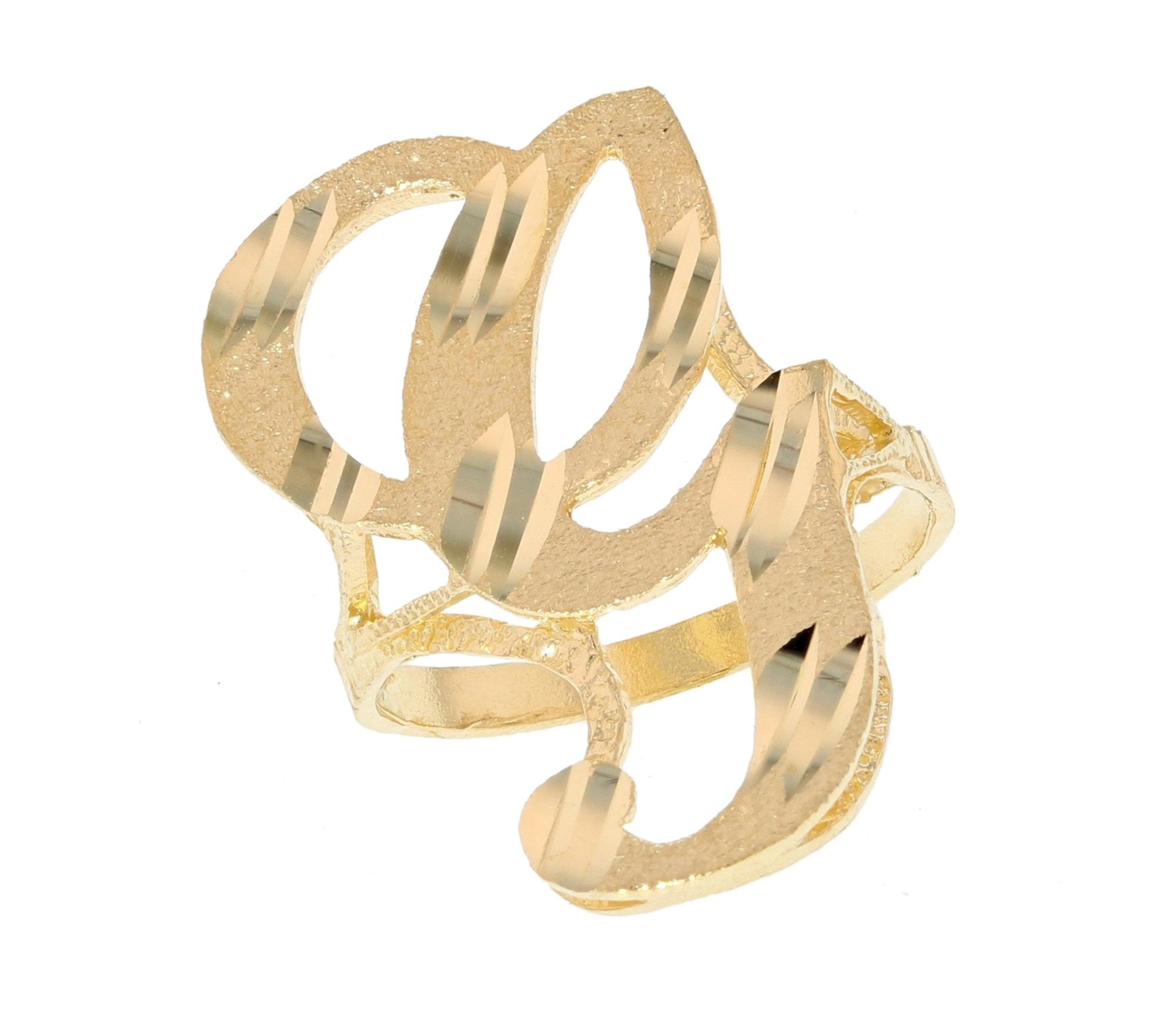 10k Real Yellow Gold Ladies Tendy Chic Diamond Cut Cursive Inital ...