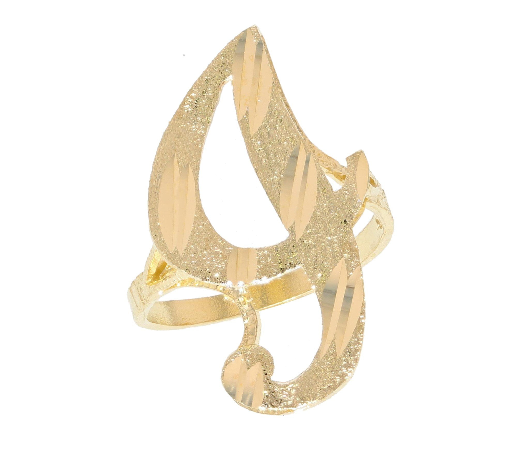 10k Real Yellow Gold Ladies Tendy Chic Diamond Cut Cursive Inital ...