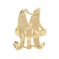 10k Real Yellow Gold Ladies Tendy Chic Diamond Cut Cursive Inital ...