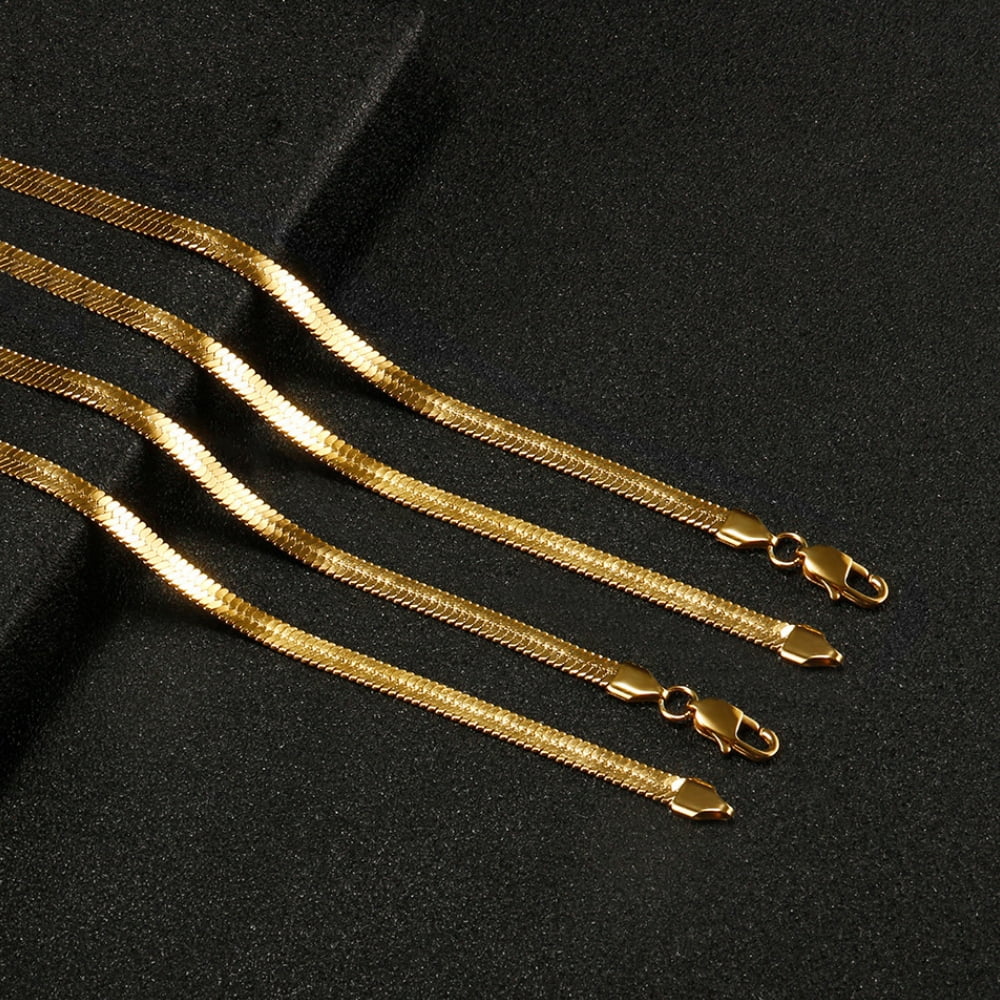 10k Real Yellow Gold Solid Herringbone Flexible 2mm Chain Necklace (28 ...