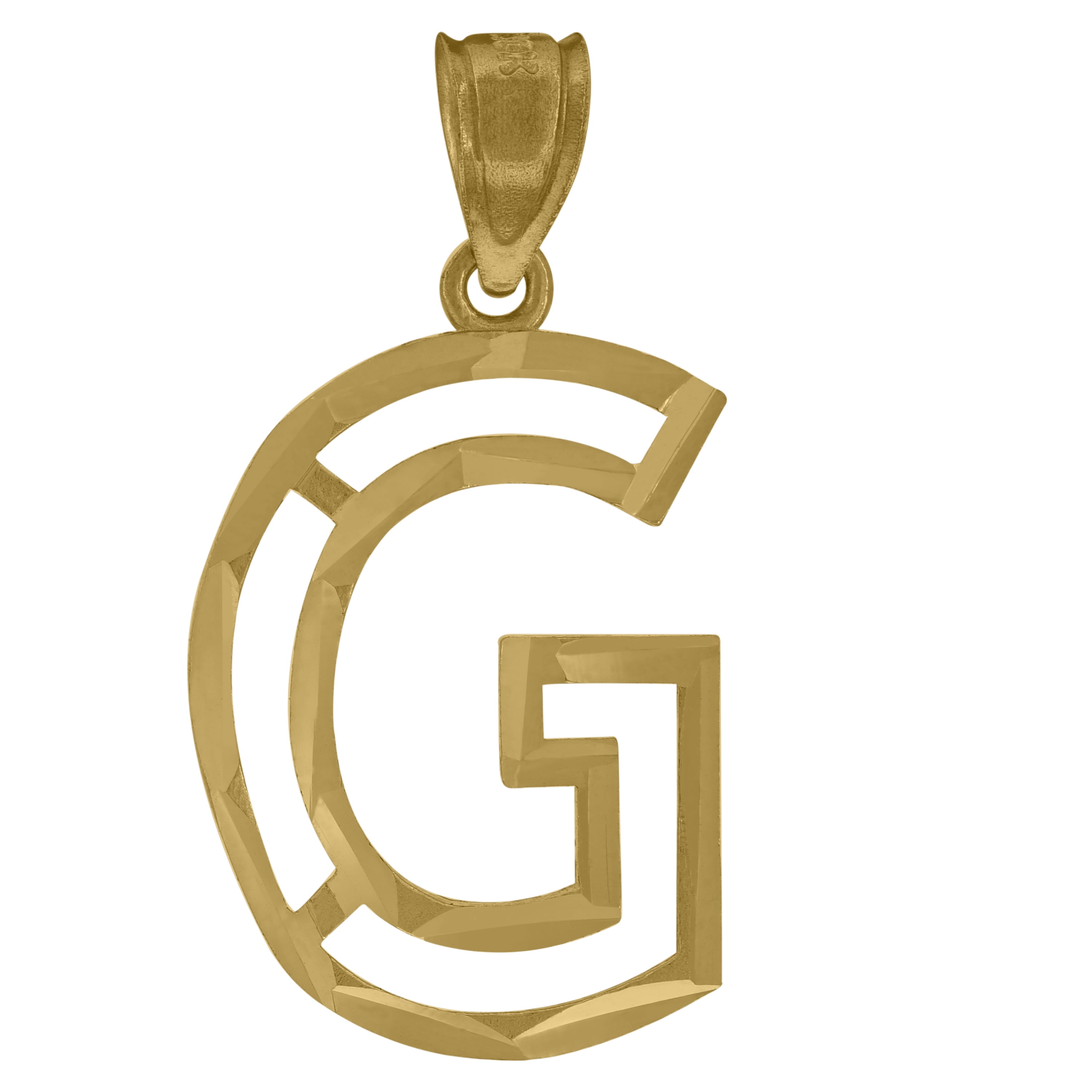 10k Real Yellow Gold Unisex Initial "G" Alphabet Diamond Cut Pendant 1 ...