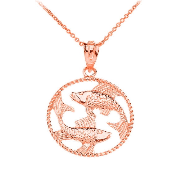 10k Rose 12 Astrological Zodiac Signs Rope Pendant / Necklace Pisces ...