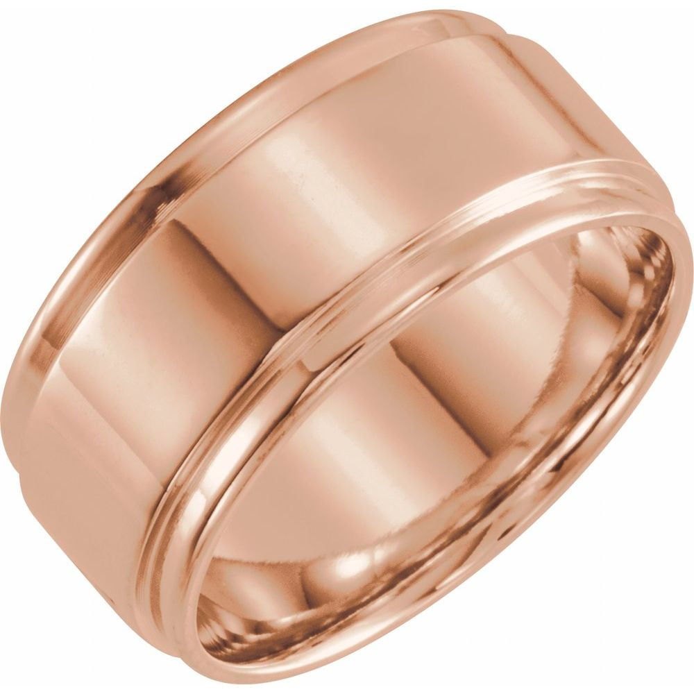10k Rose Gold 10mm Flat Edge Bridal Wedding Engagement Anniversary Band Ring Fine Jewelry For ...