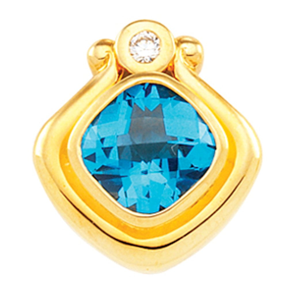 10k Rose Gold 1mm Cushion Cut Accented Slide Pendant With Hidden Bail ...