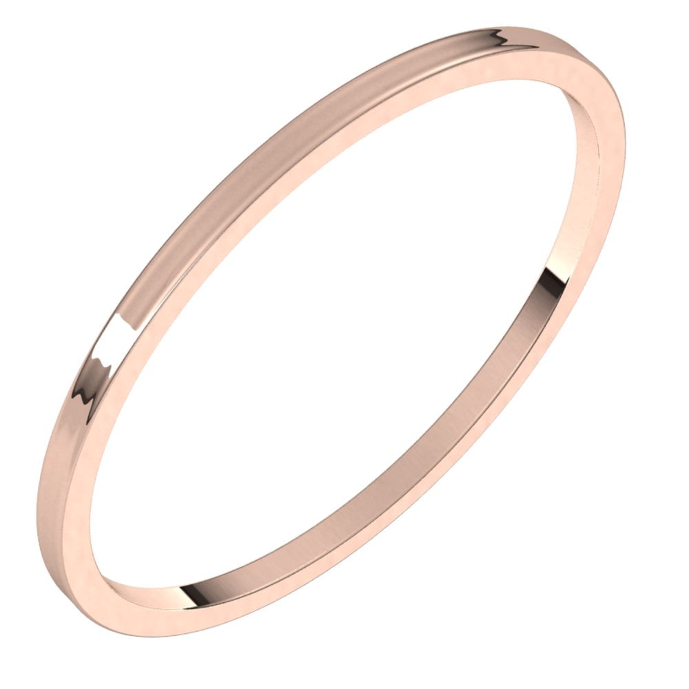 10k Rose Gold 1mm Flat Ultra-Light Classic Bridal Wedding Engagement Anniversary Band Ring Fine ...