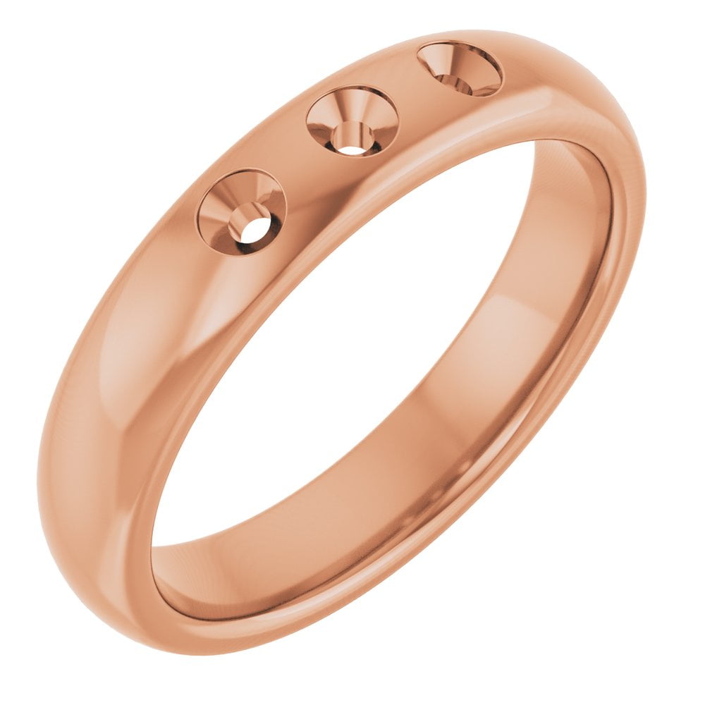 10k Rose Gold 4mm 3 Three-Stone Half-Round Shape Bridal Wedding ...