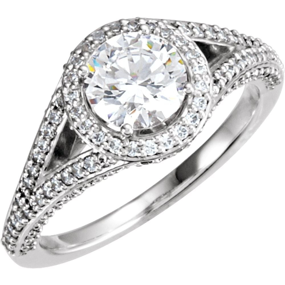 10k Rose Gold 5.8mm Round Shape Halo-Style Bridal Wedding Engagement ...