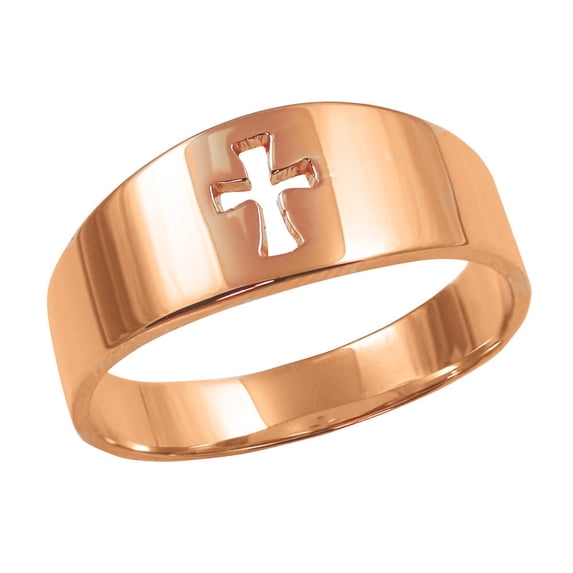 10k Rose Gold Cut Out Cross Band Ring (Size 10) - Walmart.com