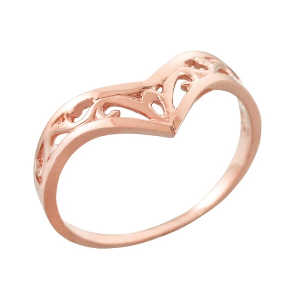 10k Rose Gold Filigree Chevron Ring (Size 8.25) - Walmart.com
