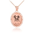 10k Rose Gold Filigree Oval Zodiac Sign Pendant Necklace Gemini ...
