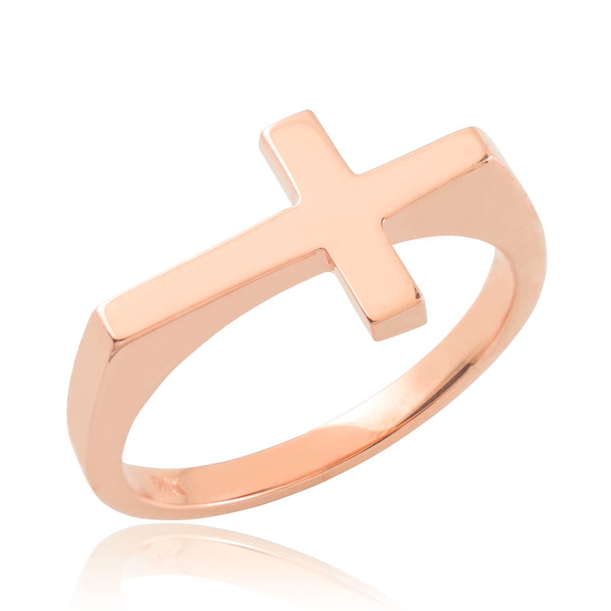 10k Rose Gold Flat Top Sideways Cross Ring (Size 9.75) - Walmart.com