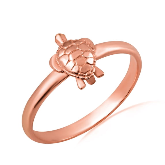 10k Rose Gold Marine Sea Turtle Ring (Size 5) - Walmart.com