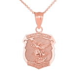 10k Rose Gold Saint Michael Protect Us Shield Pendant / Necklace (16 ...