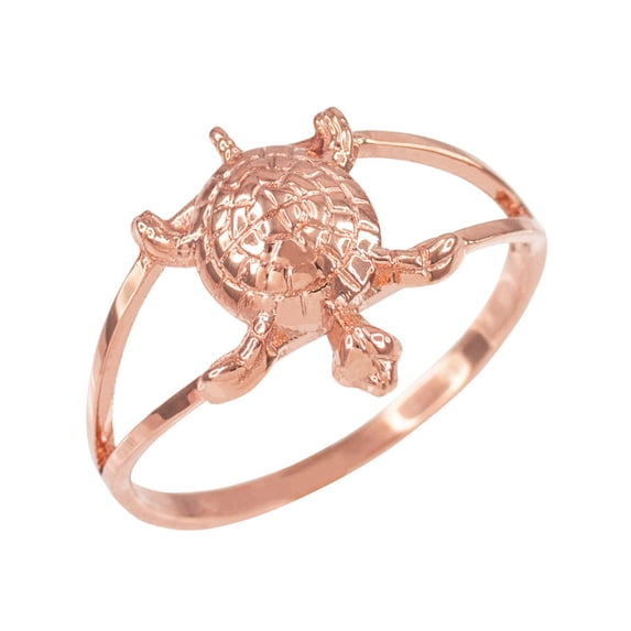 10k Rose Gold Sea Turtle Ring (Size 11) - Walmart.com