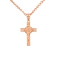 10k Rose Gold St. Benedict Crucifix Pendant Necklace 1.60" (LARGE) (18 ...