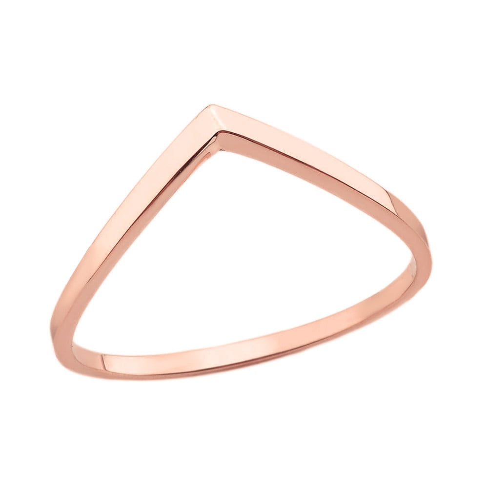 10k Rose Gold Stackable V-Shape Chevron Ring (Size 11.5) - Walmart.com