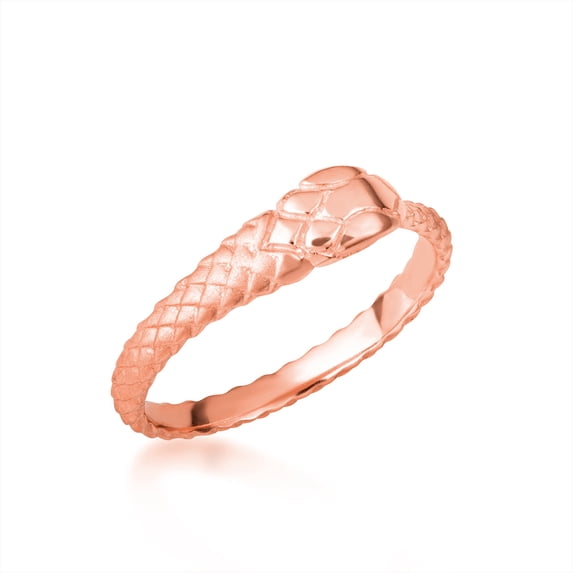 10k Rose Gold Textured Ouroboros Serpent Snake Ring (Size 9.75 ...