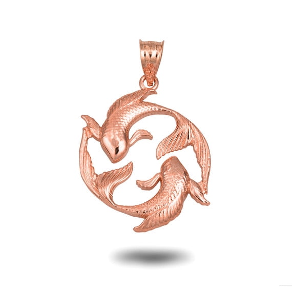 10k Rose Gold Zodiac Symbol Pendant Necklace Pisces (18 Inches ...