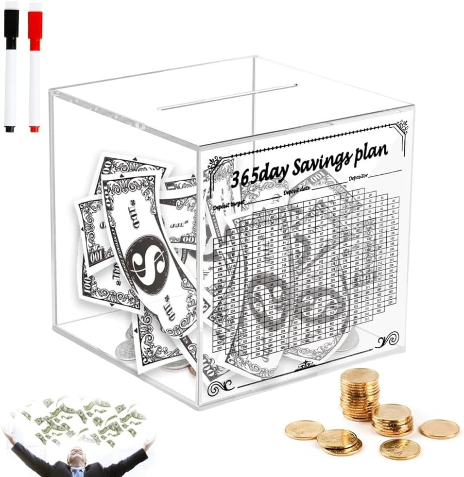 10k Smash Box for Money,Acrylic Clear 10k Savings Challenge Box,Money ...