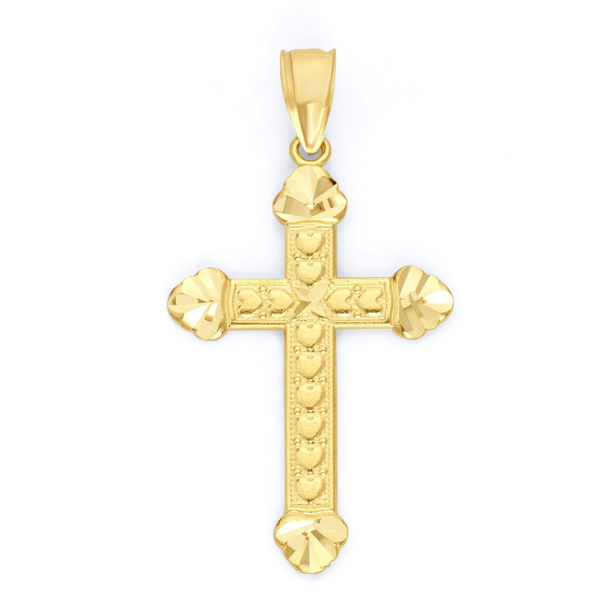Golden Fire Solid 10k Gold Cross Pendant - Christian First Communion ...