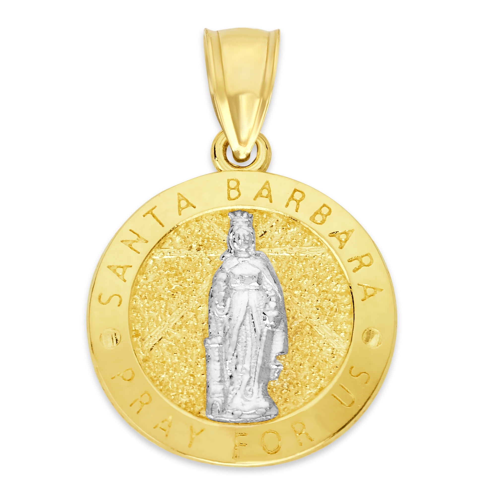 Golden Fire Solid 10k Gold Santa Barbara Pendant, Religious Gifts for ...
