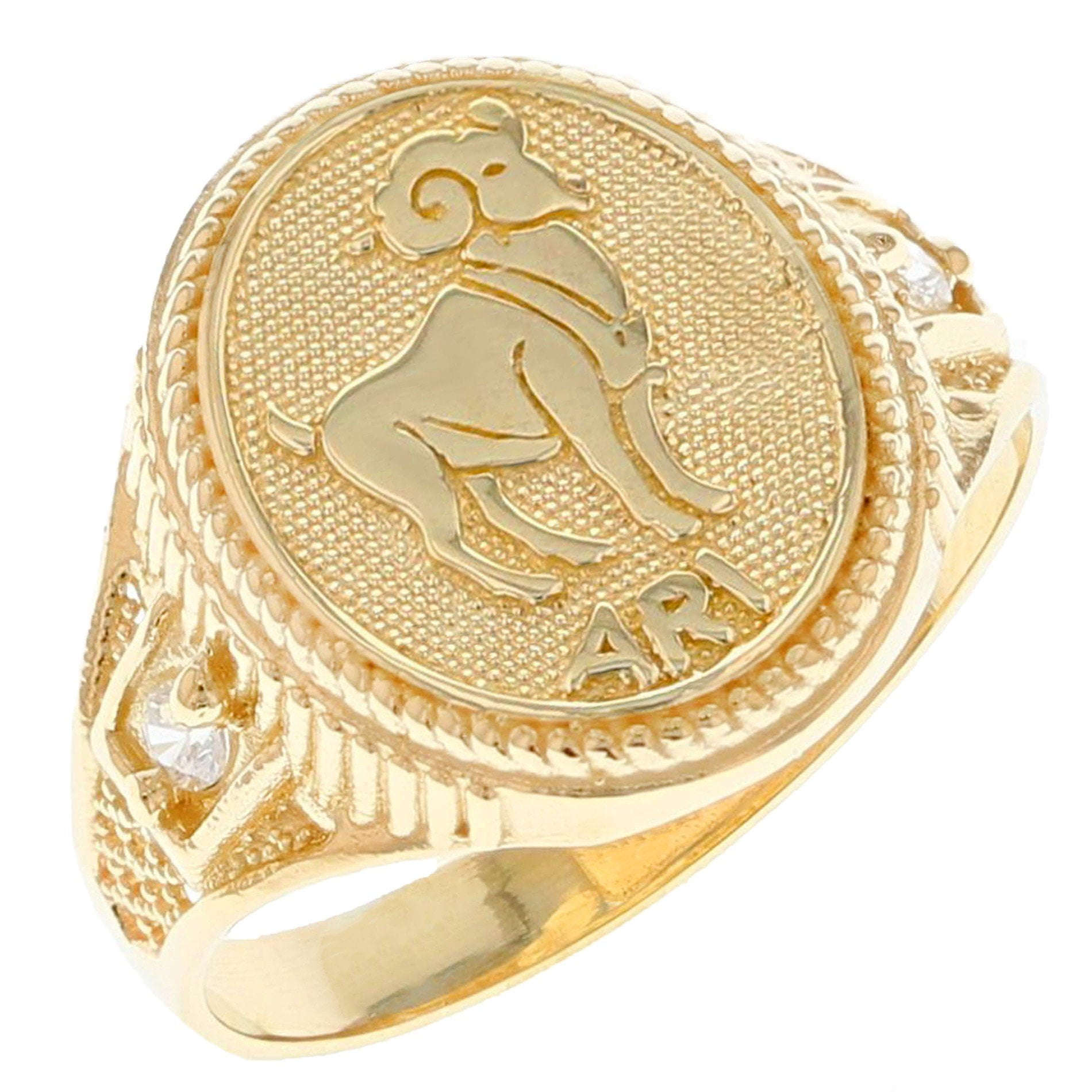 10k Solid Yellow Gold Zodiac CZ Ring - Aries - Walmart.com