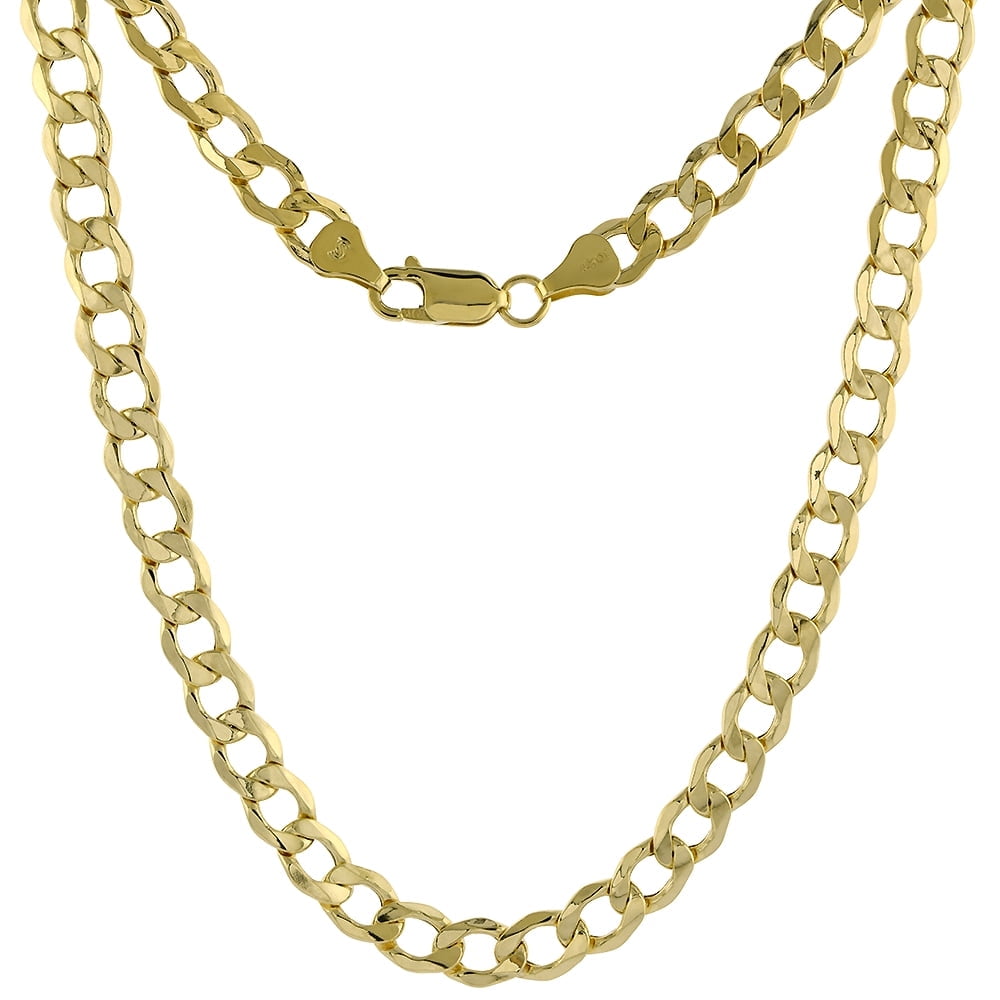 10k Solid Yellow Italian Gold Hollow Curb Link Chain Necklace 3.5mm ...