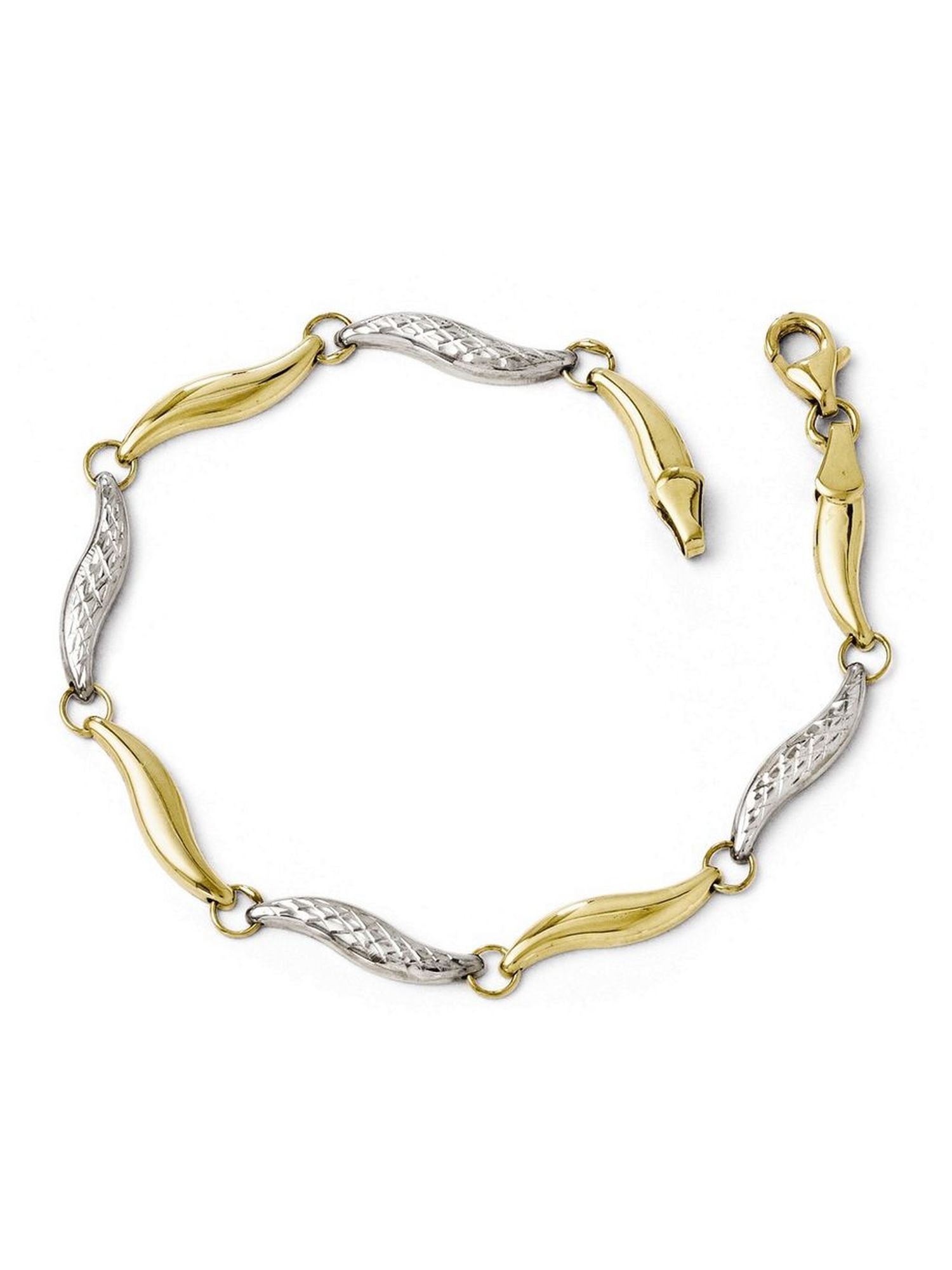 10k Two Tone Gold Diamond Cut Bracelet - Walmart.com