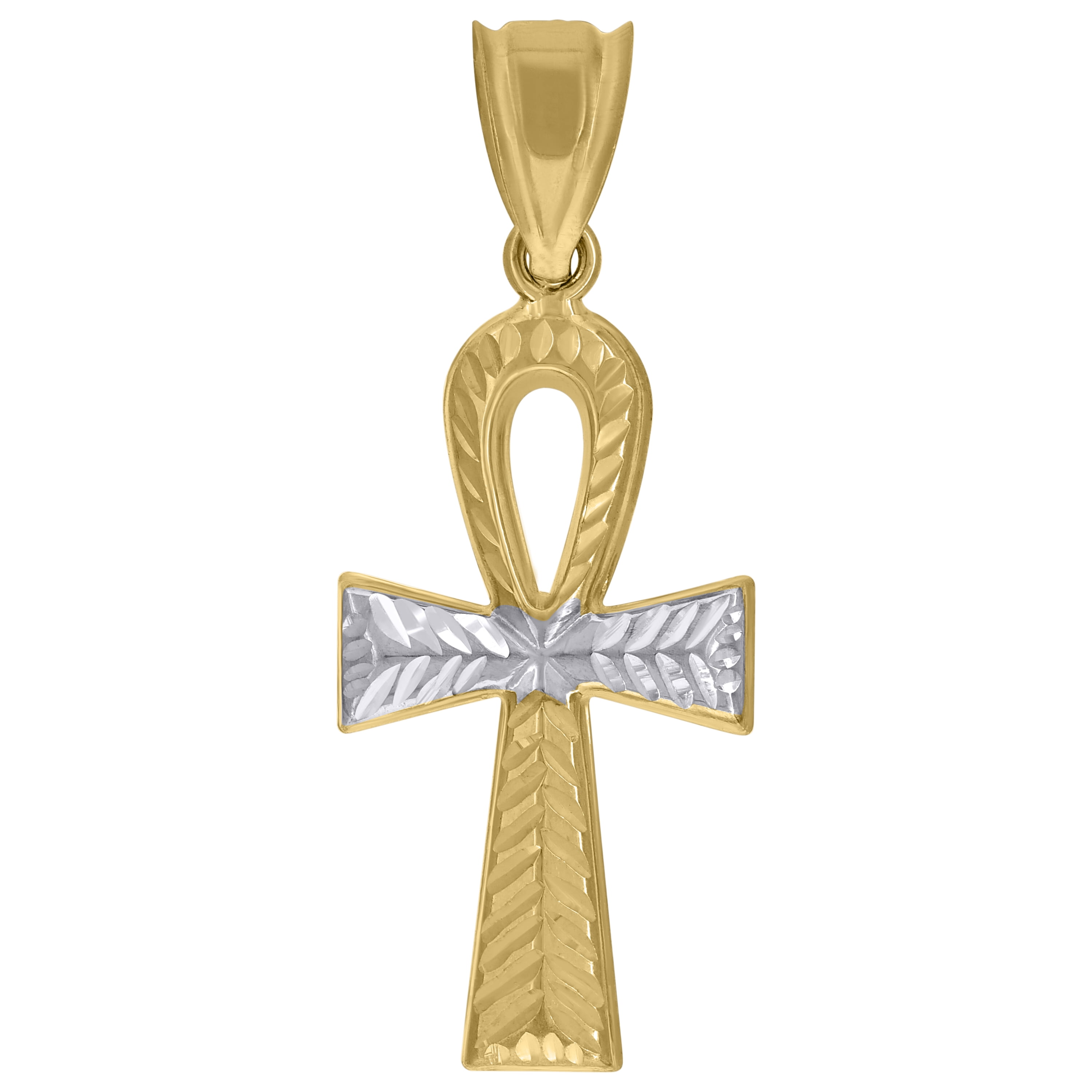 10k Two-Tone Gold Mens Religious Ankh Cross Pendant - Walmart.com