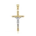 10k Two-Tone Yellow Solid Gold Passion Cross Crucifix Pendant ...