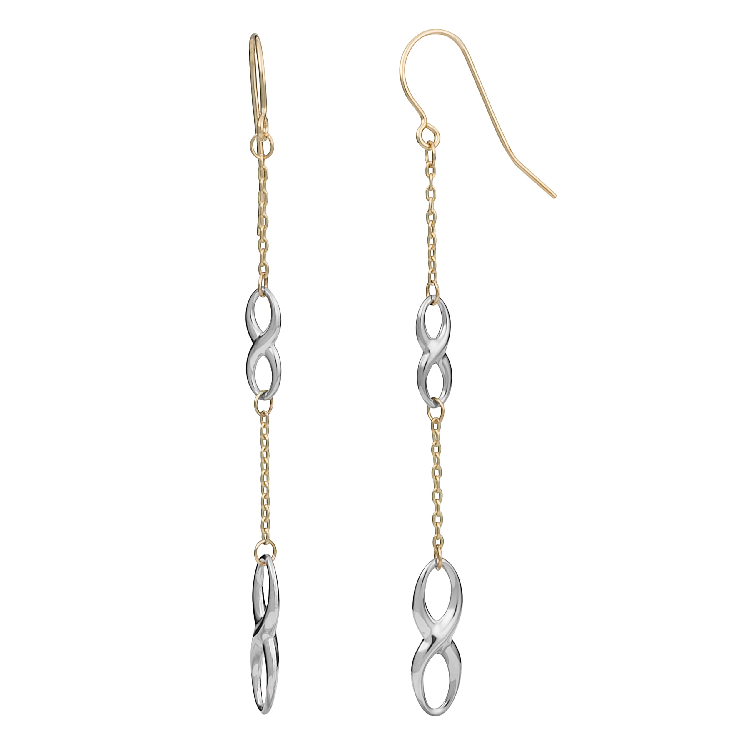 KoolJewelry 10k Two-tone Gold Double Infinity Dangle Earrings - Walmart.com