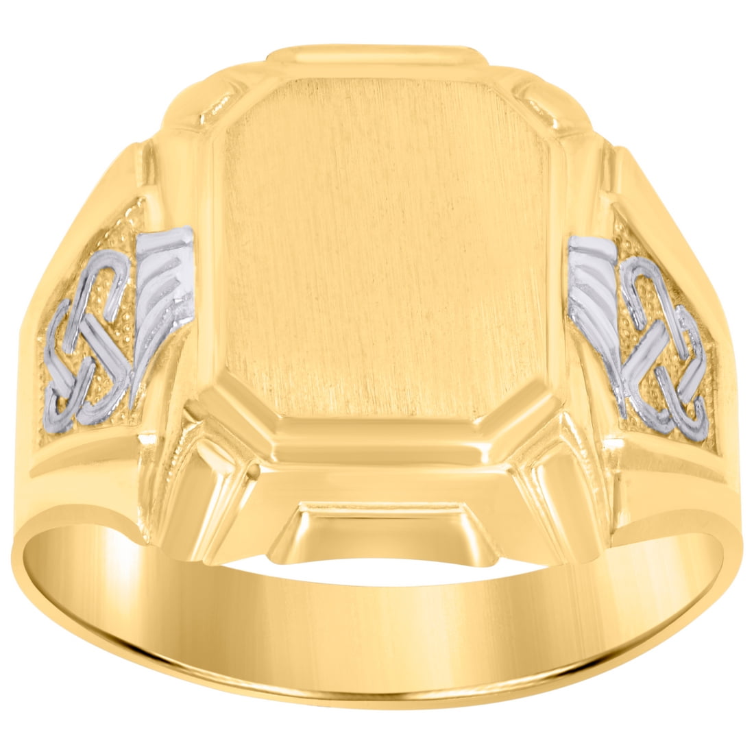 10k Two tone Gold Mens Octagonal Head Signet Ring-Ring for Men - 4.0 ...