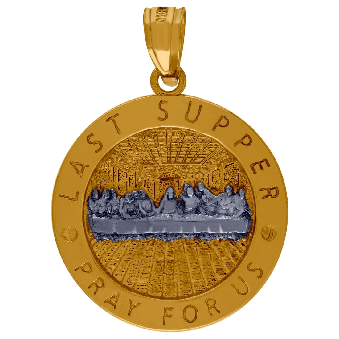 10k Two-tone Gold Mens Religious Last Supper Pendant 23.8x17mm Wide ...