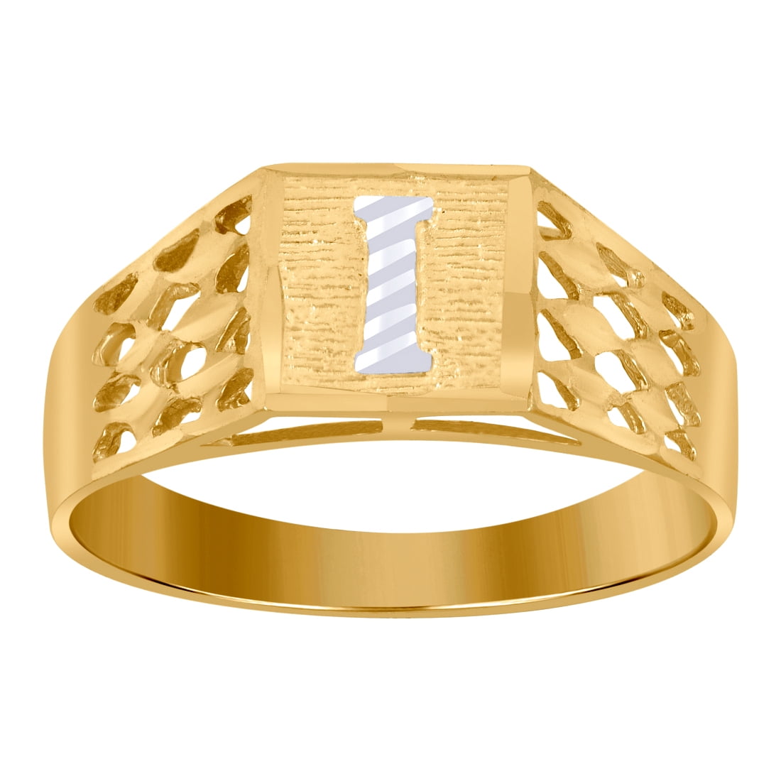 10k Two tone Gold Teen-Teen Letter Name Personalized Monogram Initial I ...