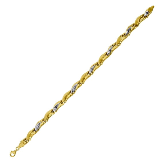 10k Two-tone Gold Womens Animal Sealife Fish Motif Link Bracelet 8 Inch ...