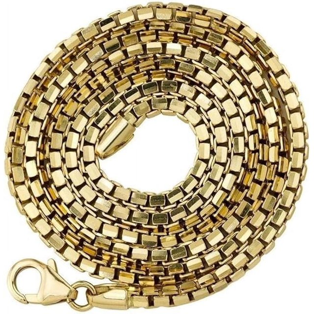 10k Venetian Gold Box Chain Necklace - 10k Gold Layering Box Chain ...